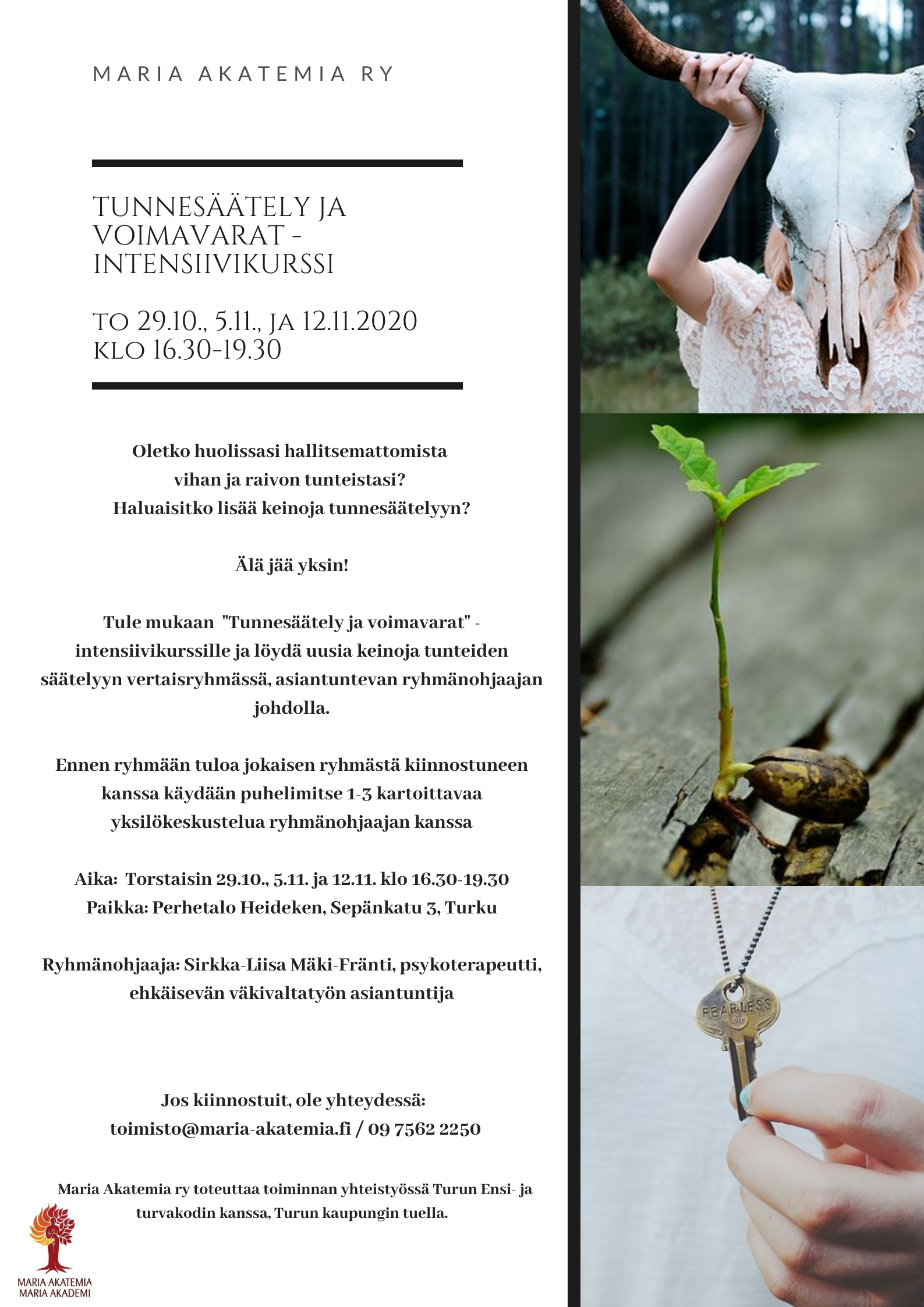 Intensiivikurssi naisille: Tunnesäätely ja voimavarat /Turku – Maria ...